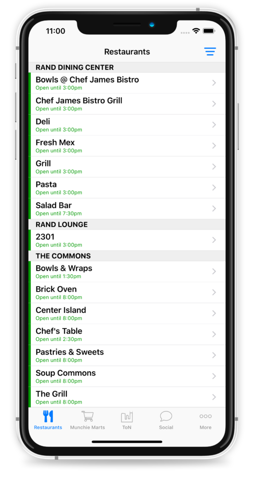 Features – The Campus Dining App
